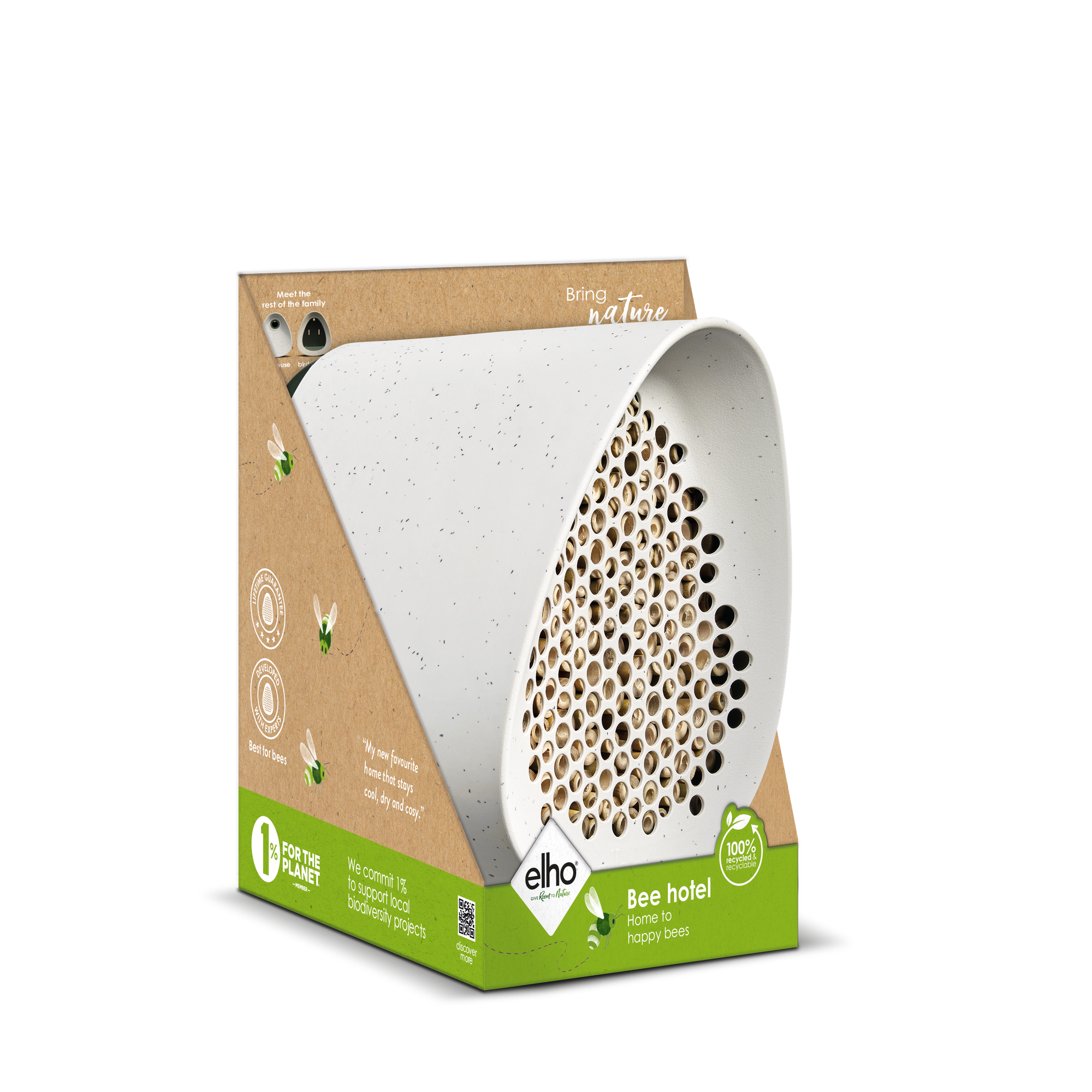 essential bee hotel 18cm fibrous grey - elho® - Give room to nature