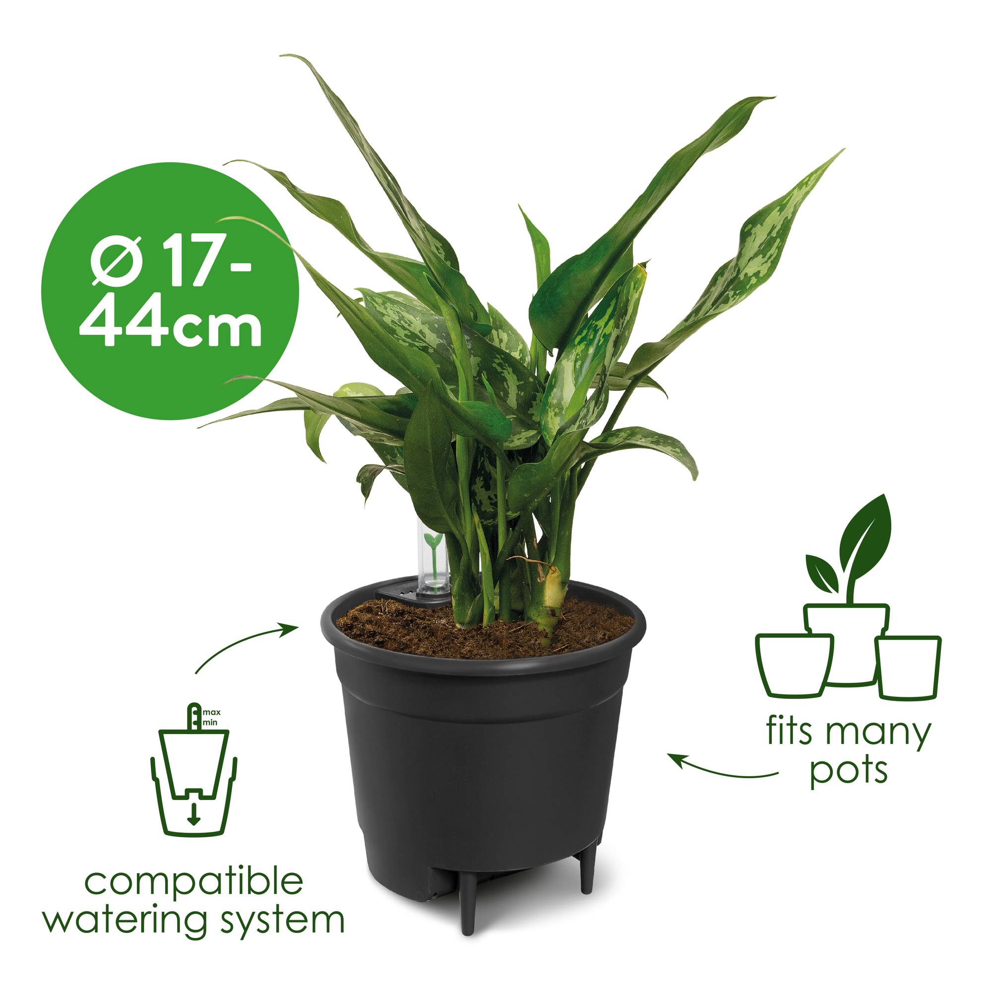 self-watering insert 13cm living black - elho® - Give room to nature