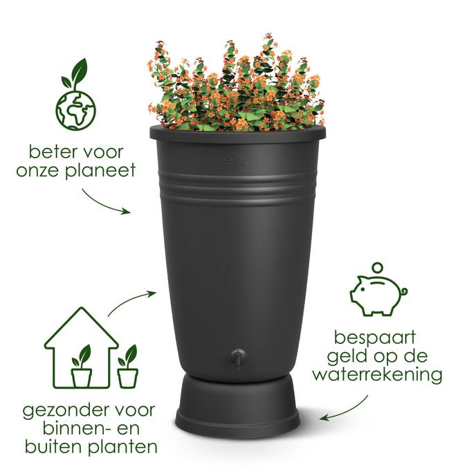 green basics regenton plus 110ltr living black - elho® - Give room to ...